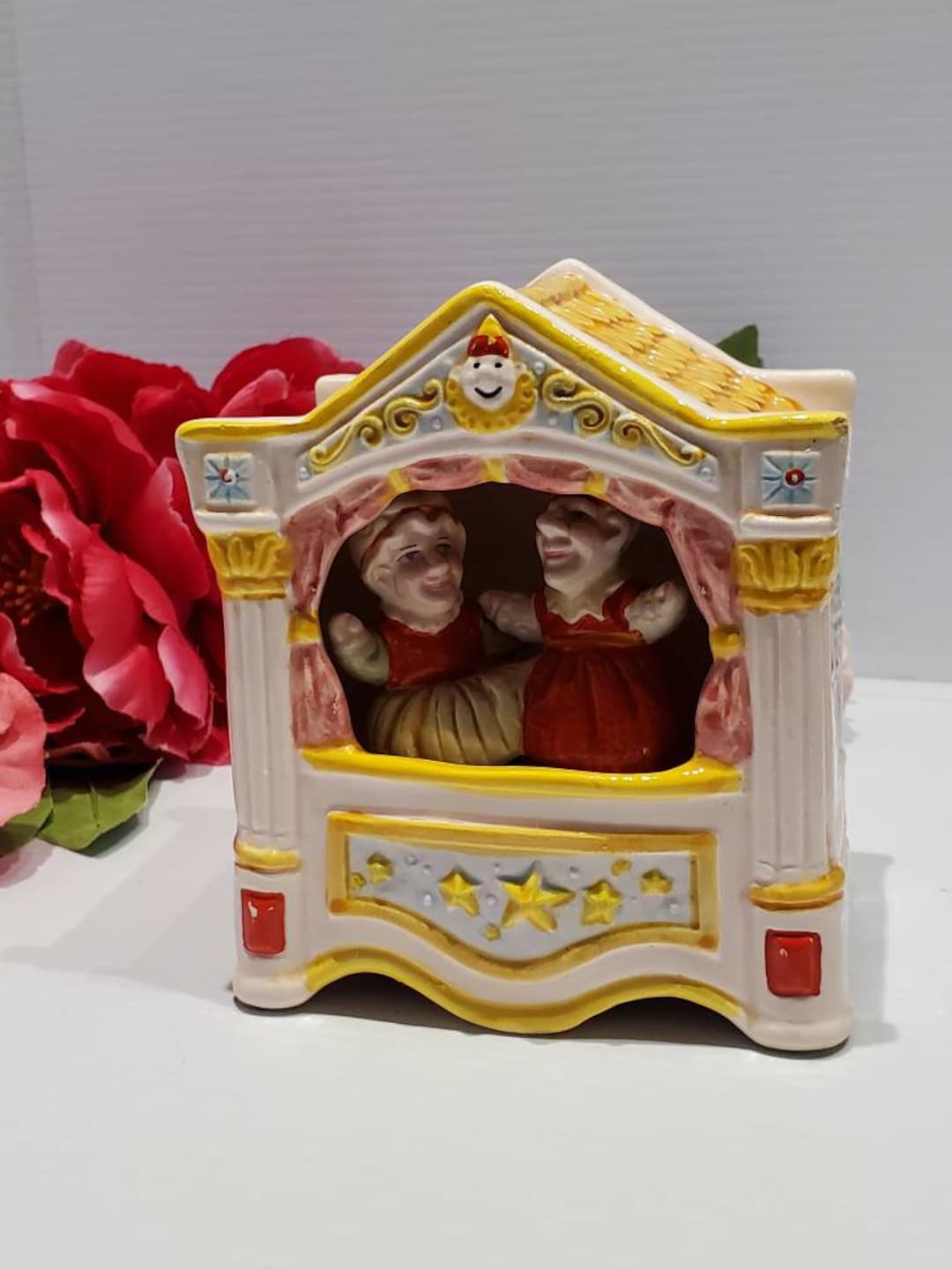 Vintage Ceramic Puppet Show Music Box, Howard Kaplan Decorative Moving ...