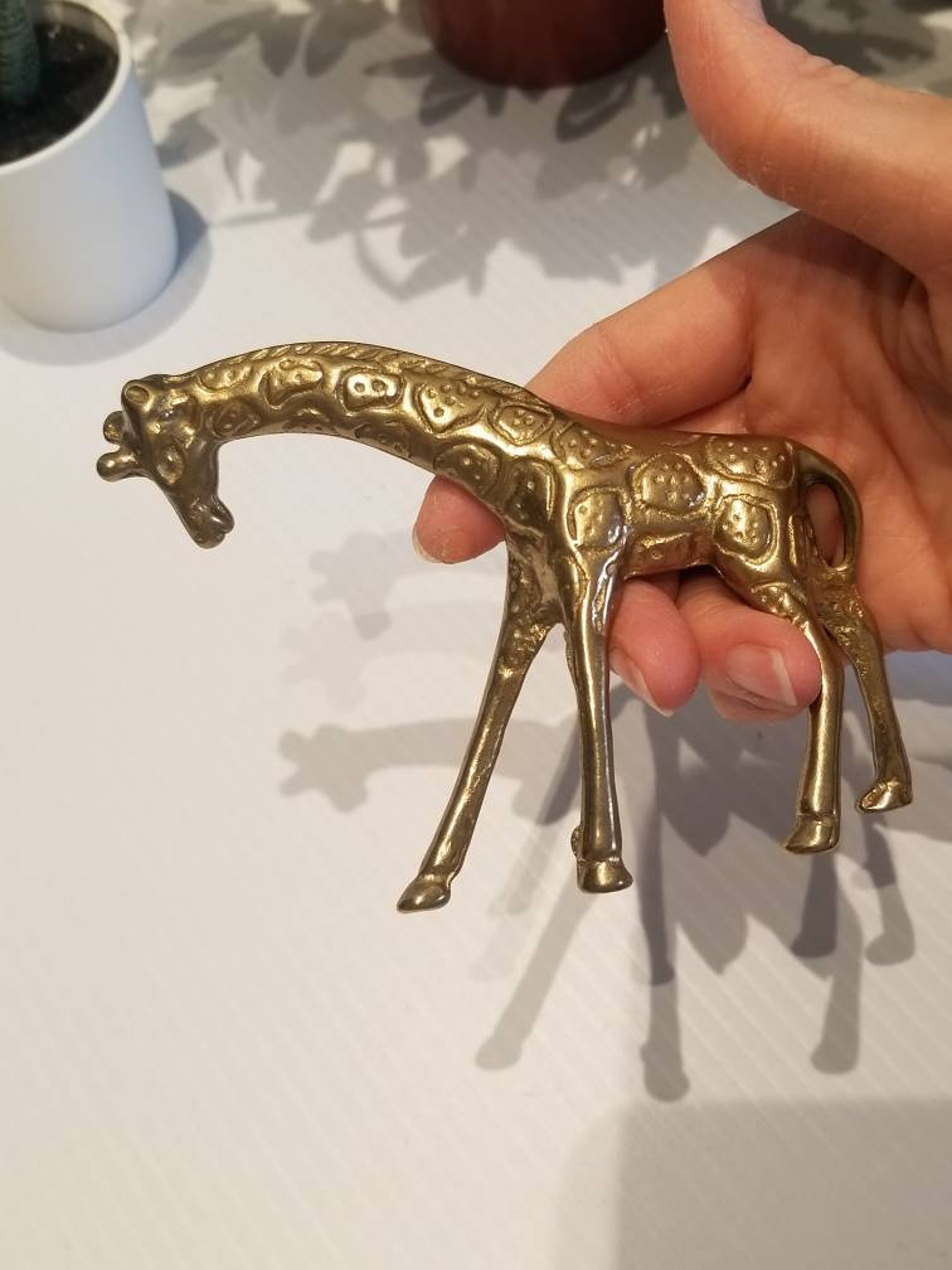Vintage Set of Brass Giraffe Figurines, Mid Century, Brass Animals ...