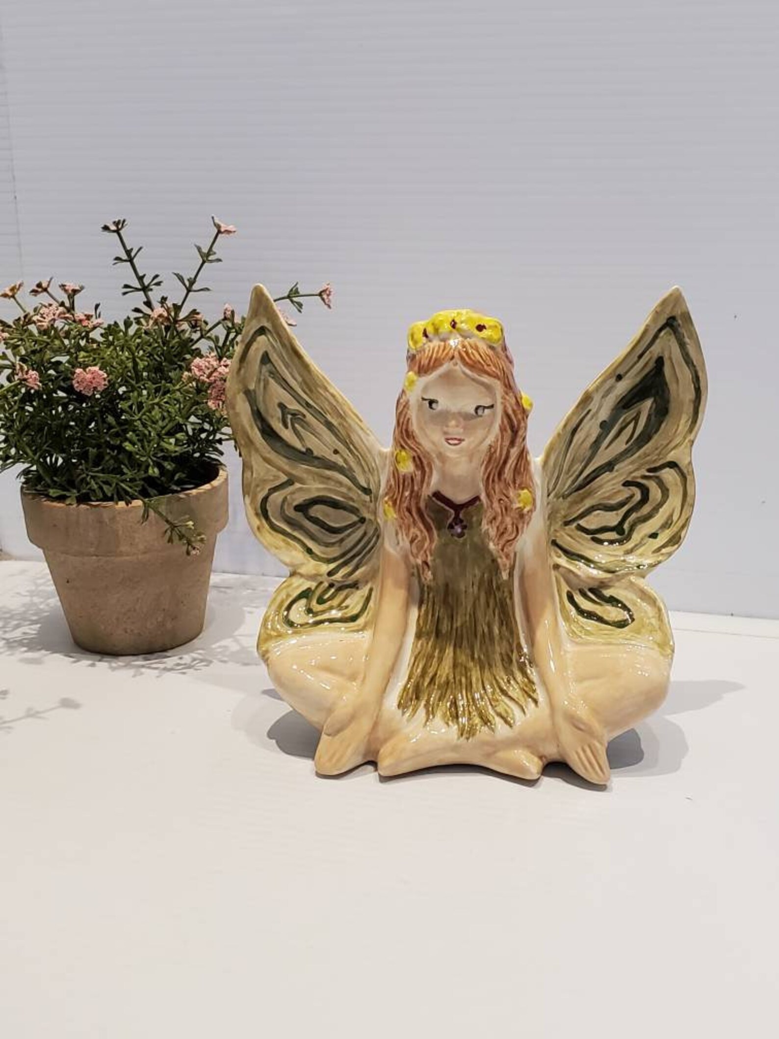 Hand Painted Ceramic Woodland Fairy Fairy Decor Whimsical | Etsy