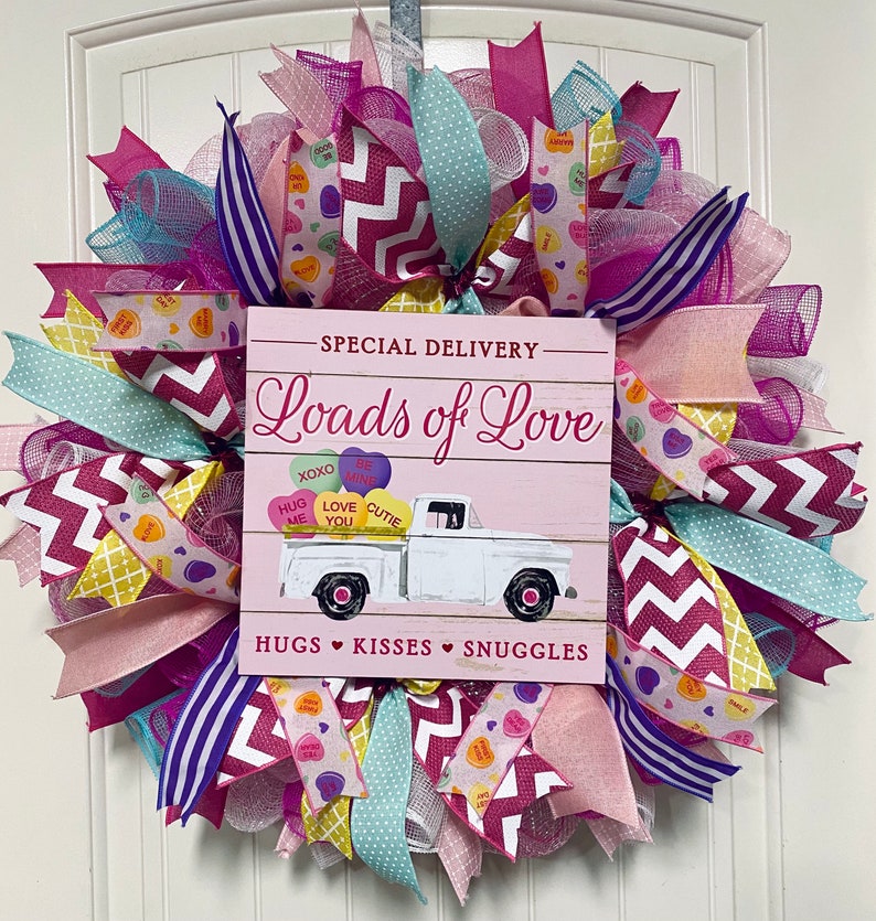 Loads of Love Deco Mesh Wreath Valentines Wreath Candy - Etsy