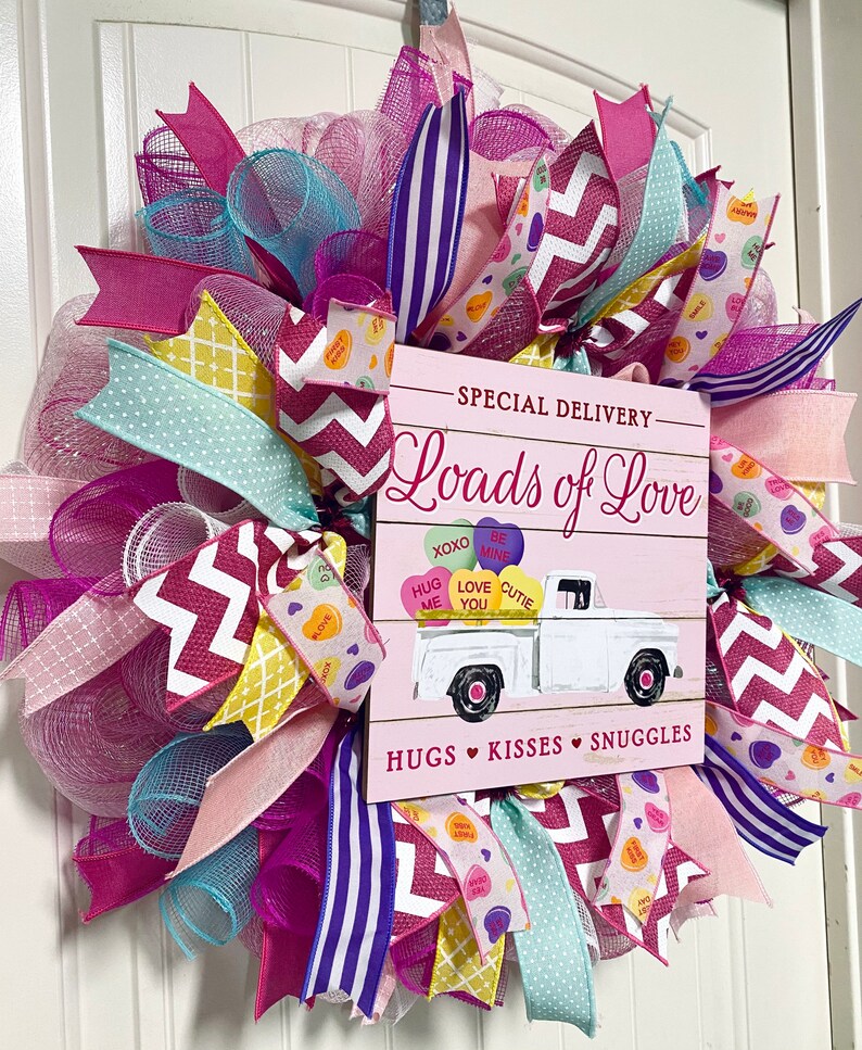 Loads of Love Deco Mesh Wreath Valentines Wreath Candy - Etsy