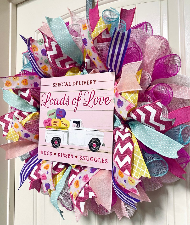 Loads of Love Deco Mesh Wreath Valentines Wreath Candy - Etsy