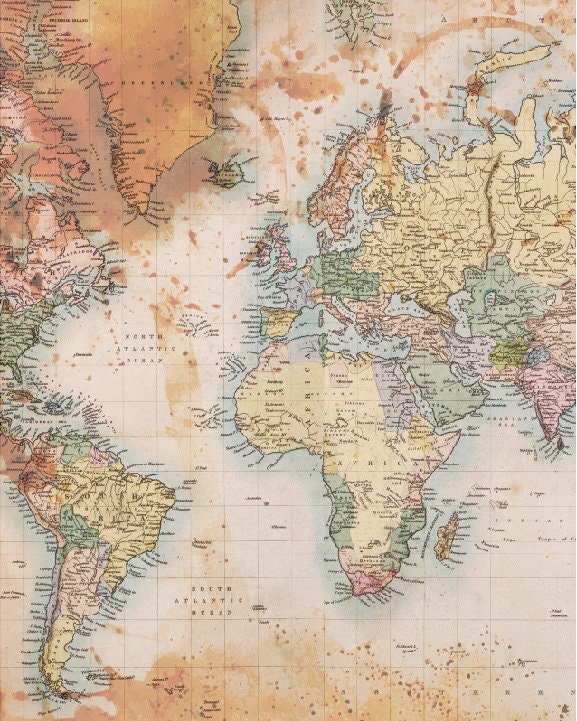Coffee Stained Map Instant Digital Print Downloadable Poster - Etsy
