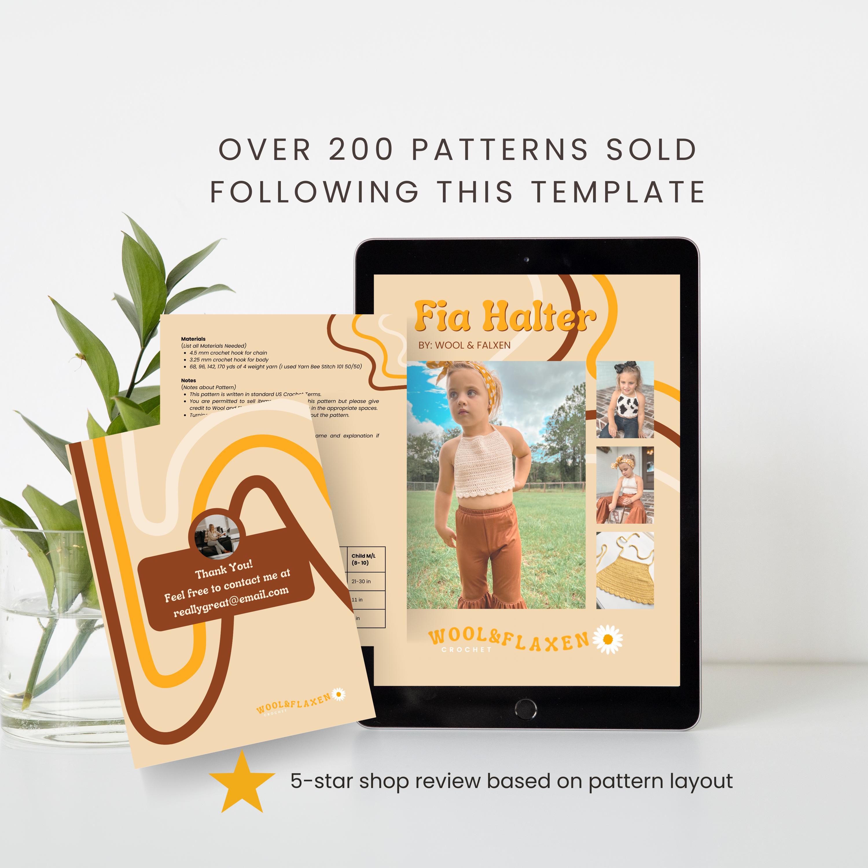 Crochet Pattern Template With a Retro Style for Editing on Canva - Etsy
