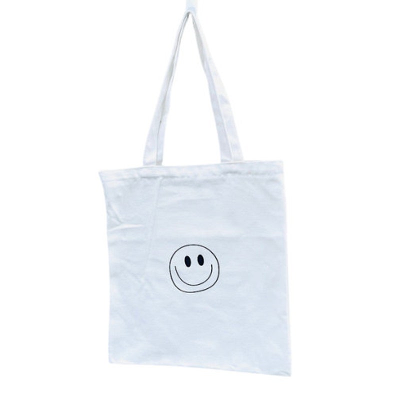 Smiley Face Print| Carrier Bag Style| Smiley Logo| Smiley Face Tote Bag ...