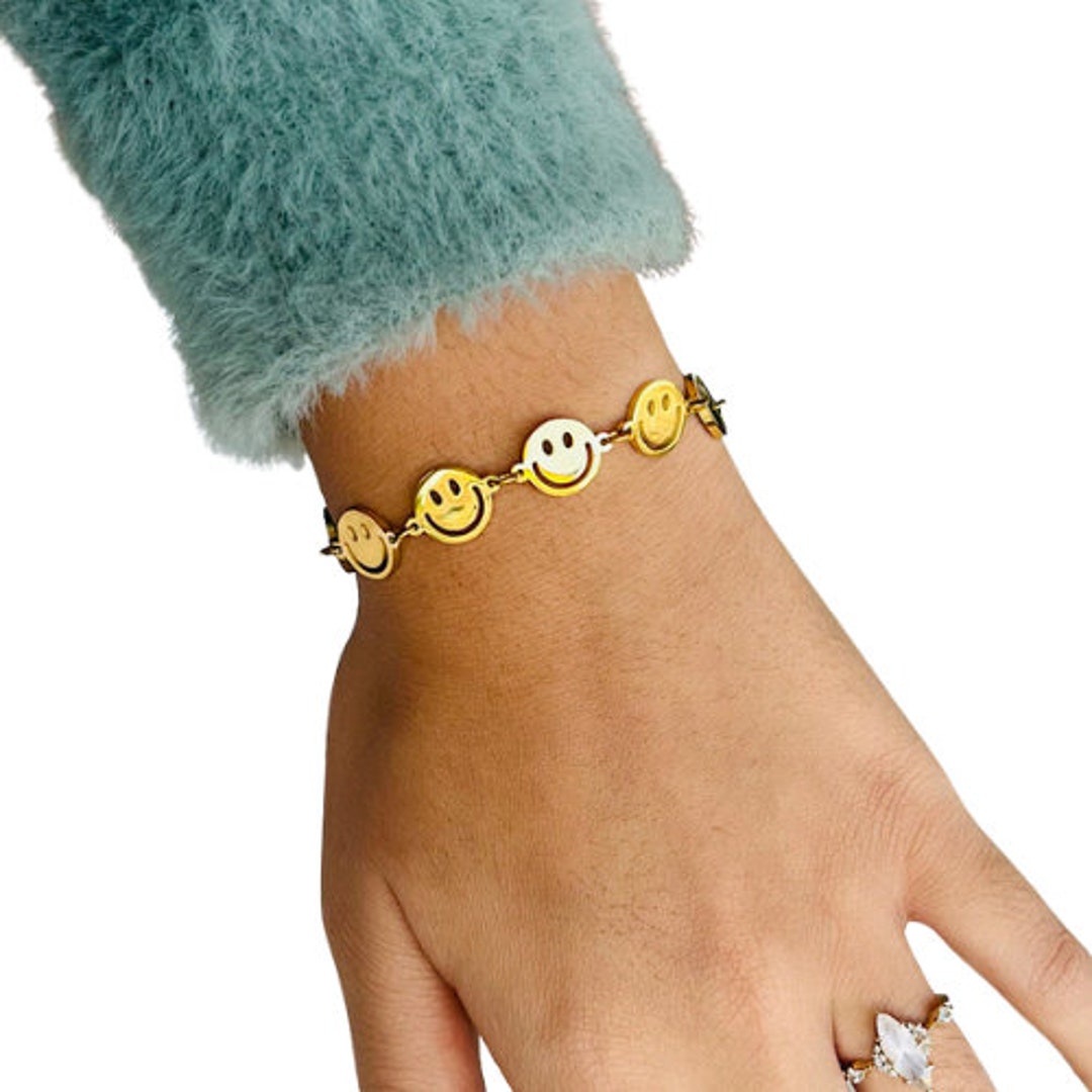 Happy Face Emoji Bracelet Happy Face Chain Smile Bracelet Street Wear ...