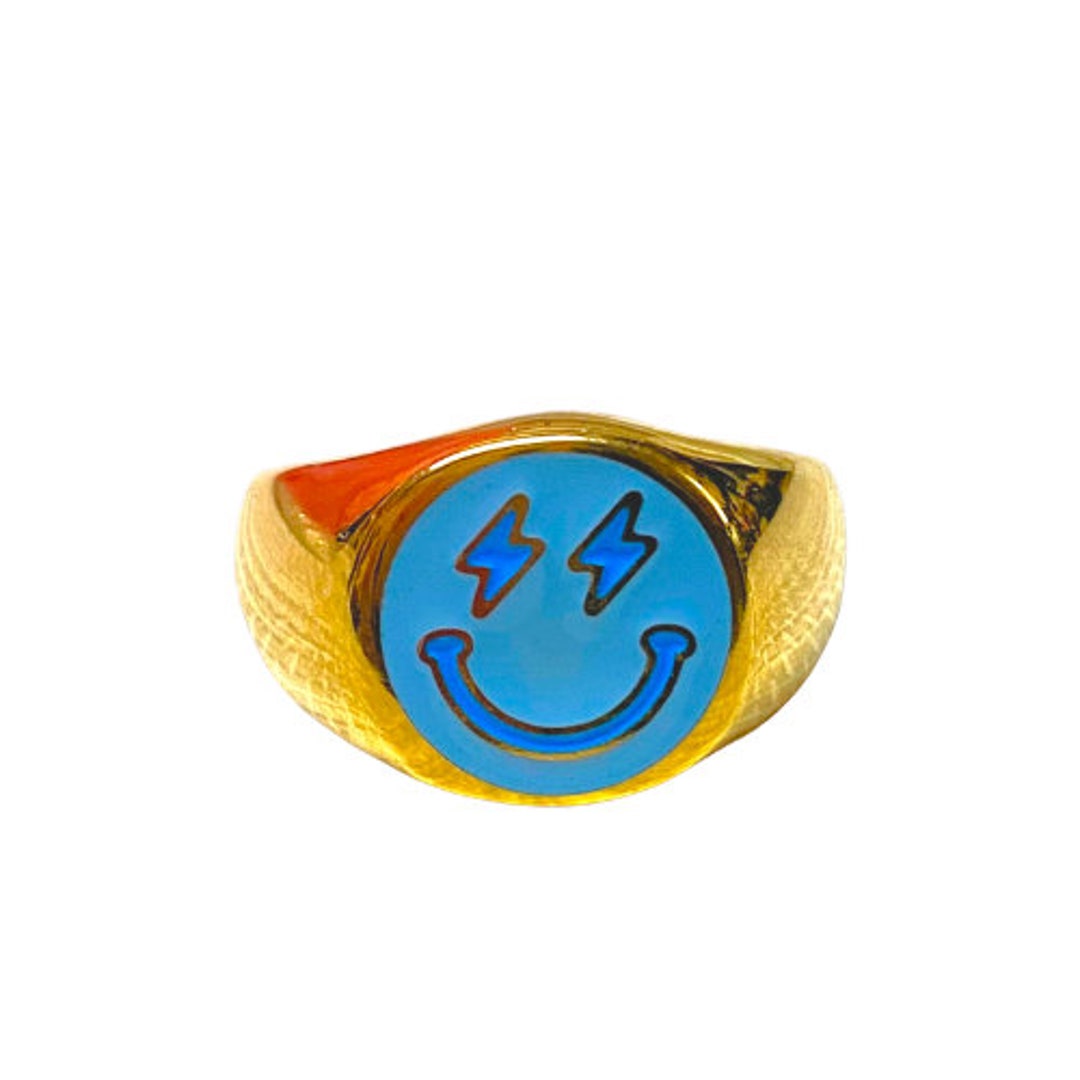 Lightning Band | Smile Rings | Stars Chain Ring | Happy Face Stackable ...