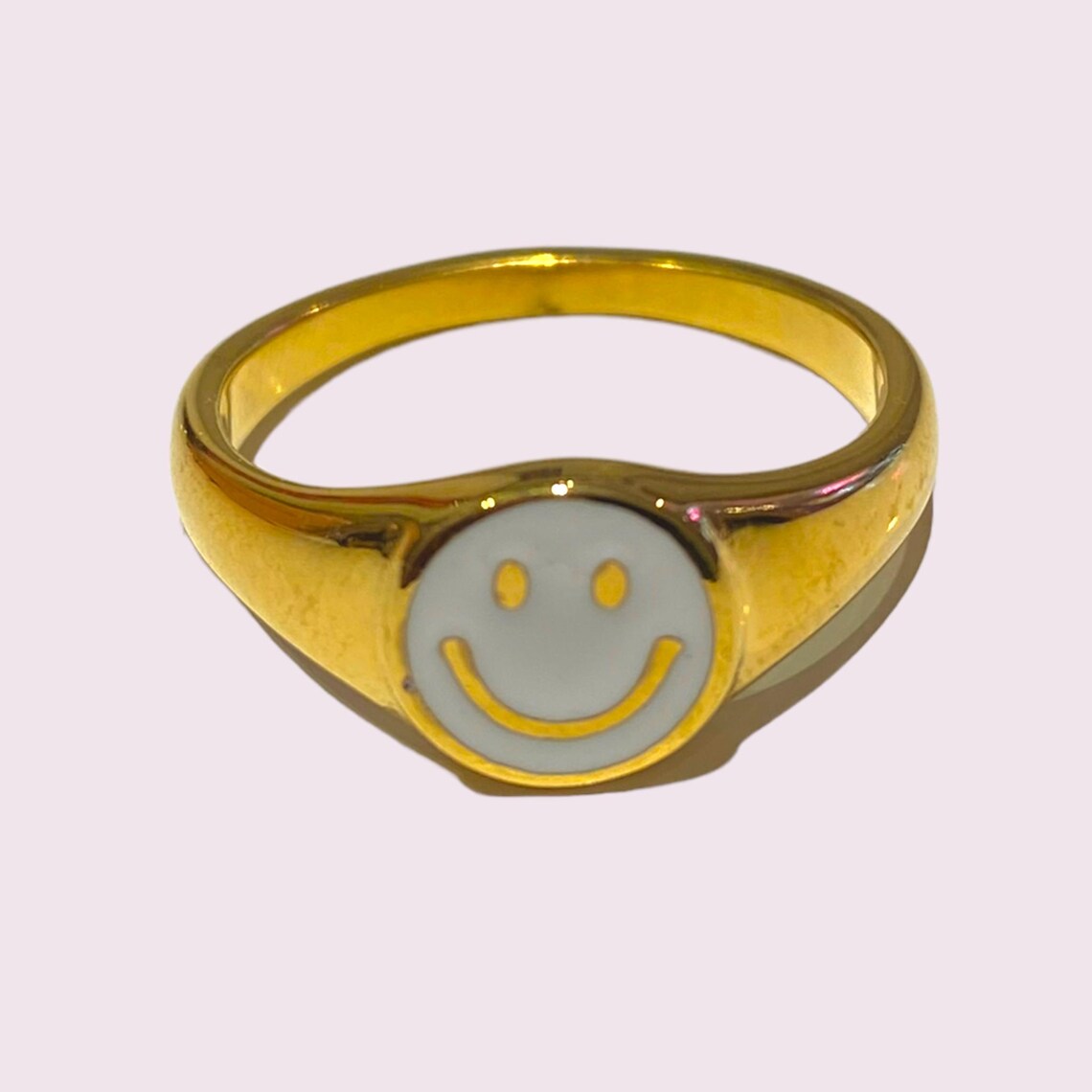 Happy Face Ring| Gold Abstract Ring| Smile Rings| Emoji Ring| Gold ...