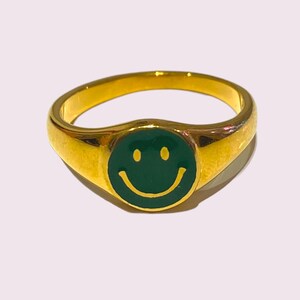 Happy Face Ring| Gold Abstract Ring| Smile Rings| Emoji Ring| Gold ...