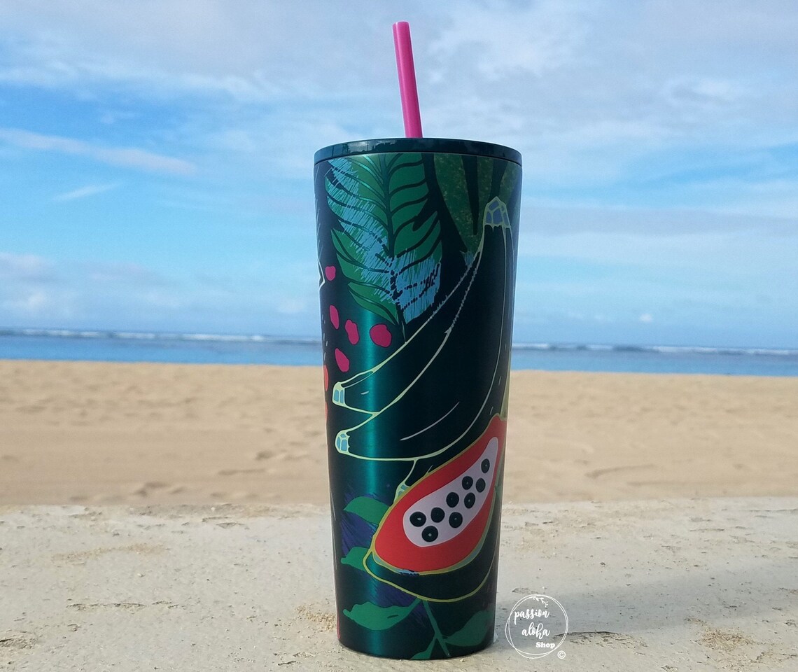 Starbucks Hawaii Collection Metal Tumbler Cold Cup 24oz Stainless Palm ...