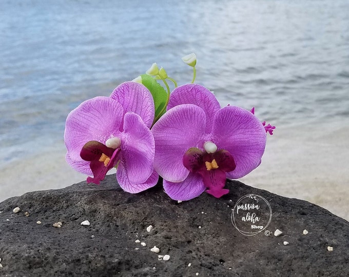 Orchid Hawaiian Hair Comb, Tropical Flower Hair Comb, Bride Headpiece ...