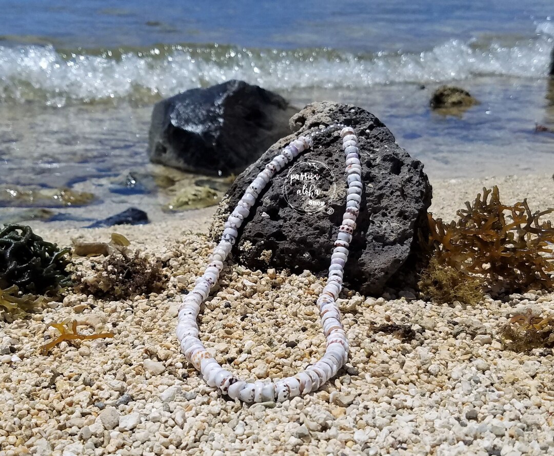 Tiger Puka Shell Necklace, Seashell Necklace, Hawaiian Jewelry, Surfer ...