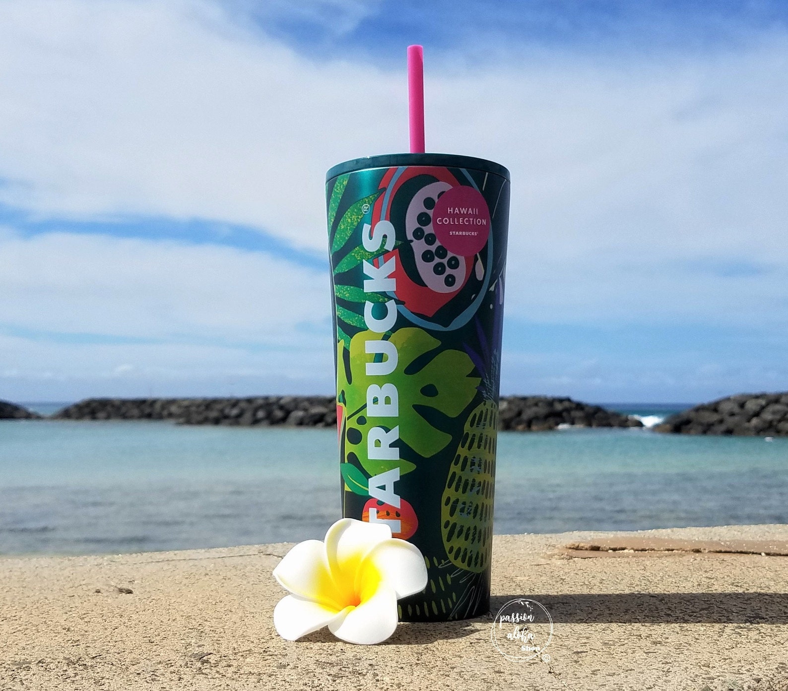 Starbucks Hawaii Collection Metal Tumbler Cold Cup 24oz Stainless Palm ...