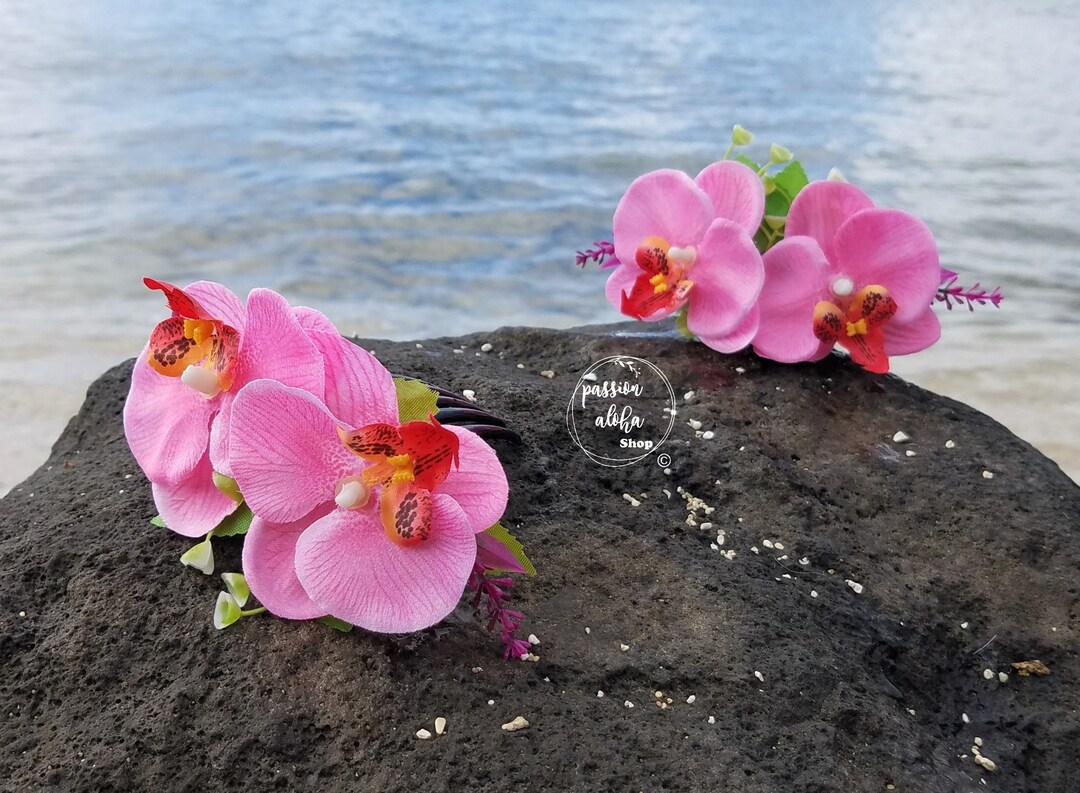 Orchid Hair Comb, Tropical Hair Comb, Hawaiian, Bride Headpiece ...