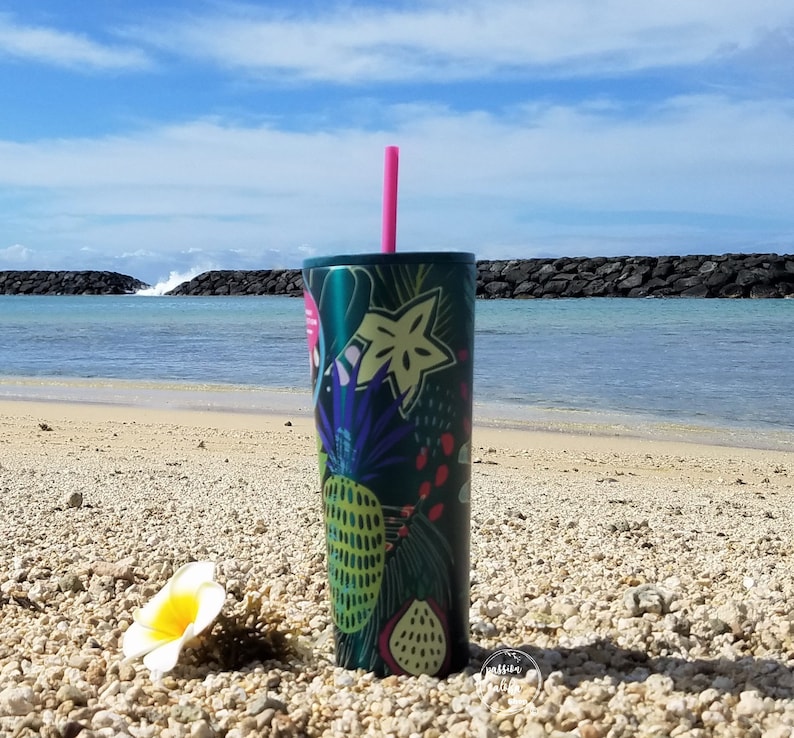 Starbucks Hawaii Collection Metal Tumbler Cold Cup 24oz Stainless Palm ...