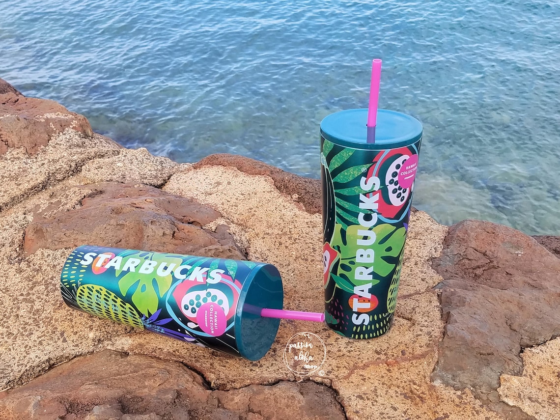 Starbucks Hawaii Collection Metal Tumbler Cold Cup 24oz Stainless Palm ...