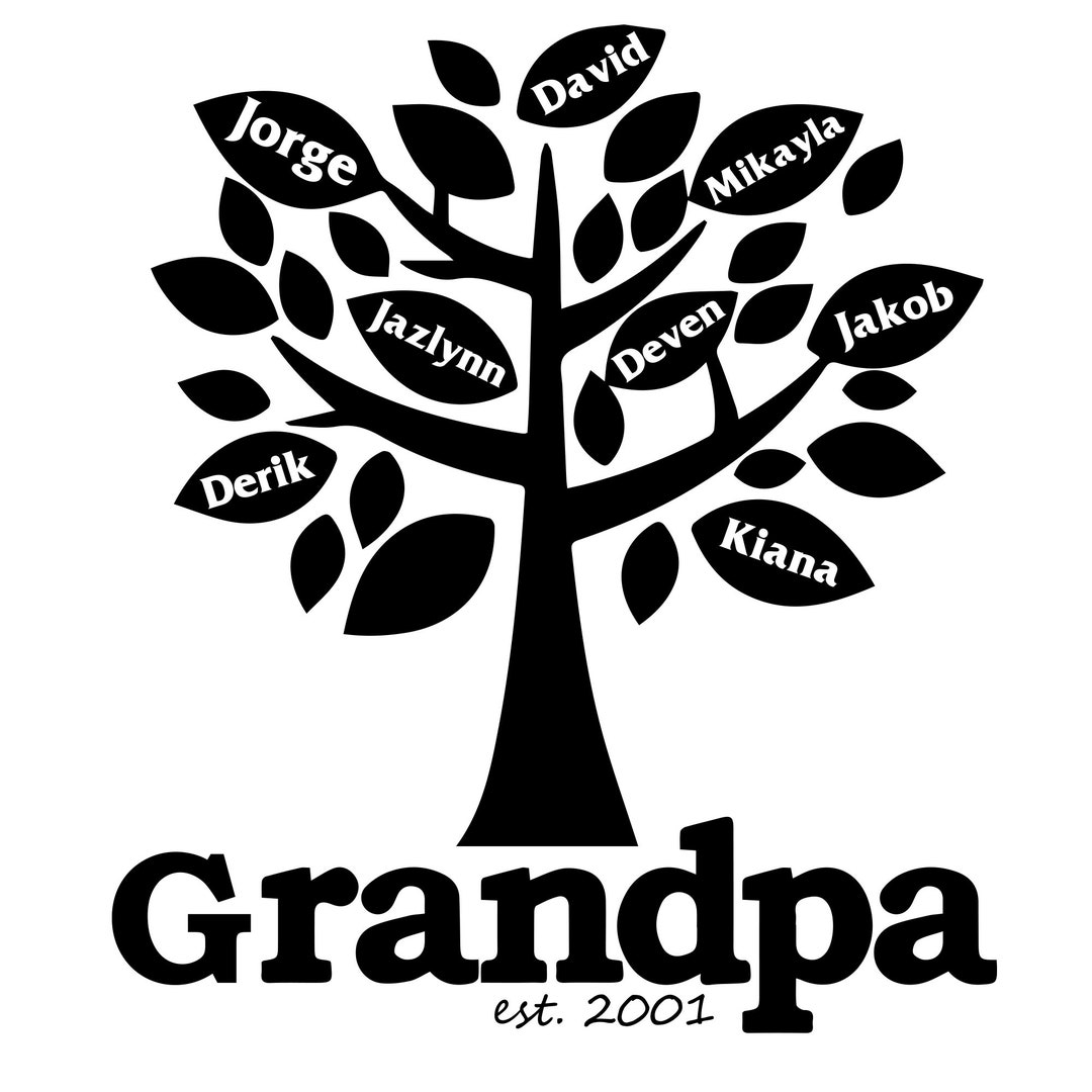 Personalized Grandpa SVG, Family Tree With Grandkids Names, Family Tree ...