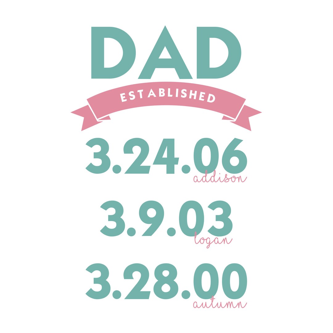 Personalized Dad Established Names SVG, Father's Day Gift (digital ...