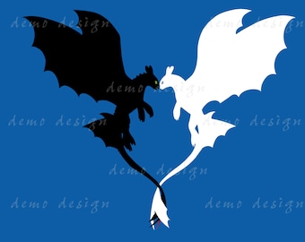 Toothless and Light Fury Dragon SVG: HTTYD Cricut Silhouette (digital ...