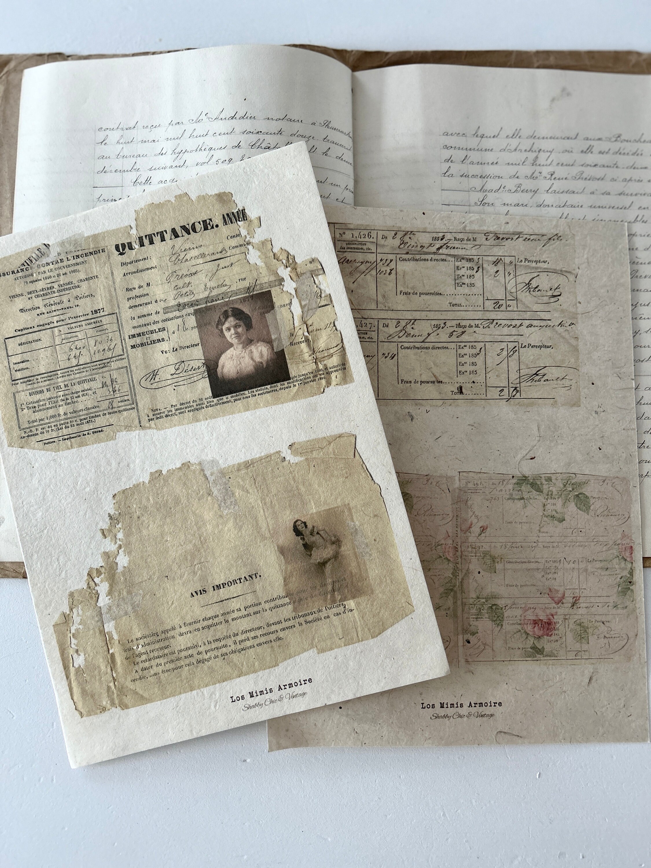 DIGITAL Printable: Antique and Totally Torn French Receipts - Etsy
