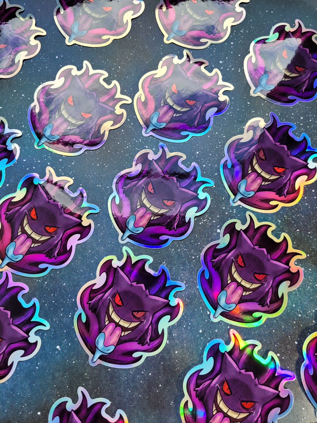 Gengar Ghost Holographic Sticker - Etsy