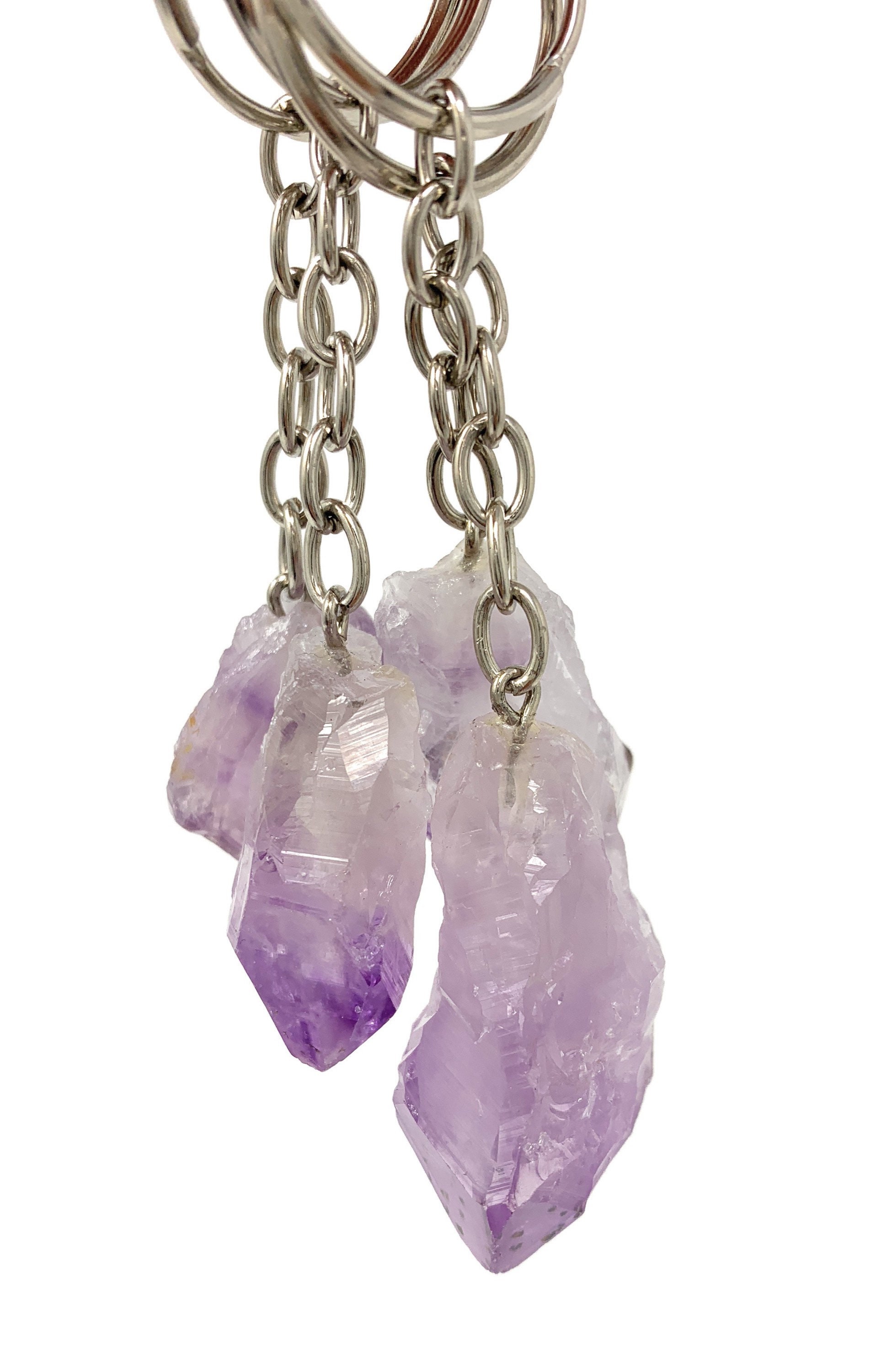 Amethyst Crystal Keychain Natural Amethyst Keychain Great | Etsy