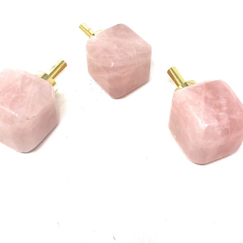 Rose Quartz Square Knob Pink Quartz Knob Cabinet Knob | Etsy
