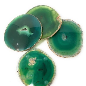 Green Tone Agate Slice Coasters | Natural Barware | Unique Gift - Etsy