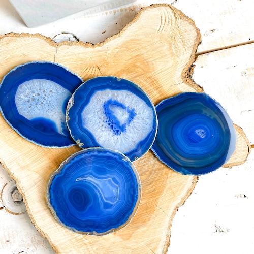 Large Blue Agate Slice Geode Polished Crystal Quartz Randomly - Etsy