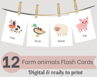 10 Baby Farm Animal Flashcards, Digital Download, Montessori Flash ...
