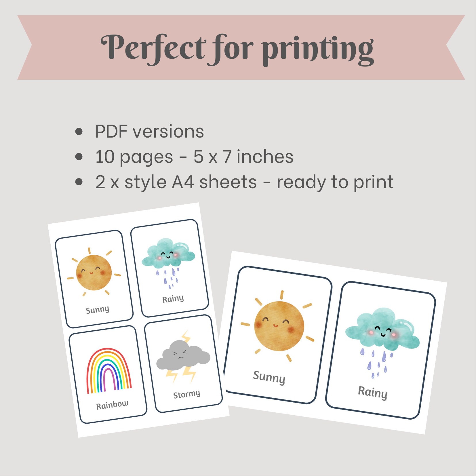 Weather Flash Cards Digital Download printable - Etsy