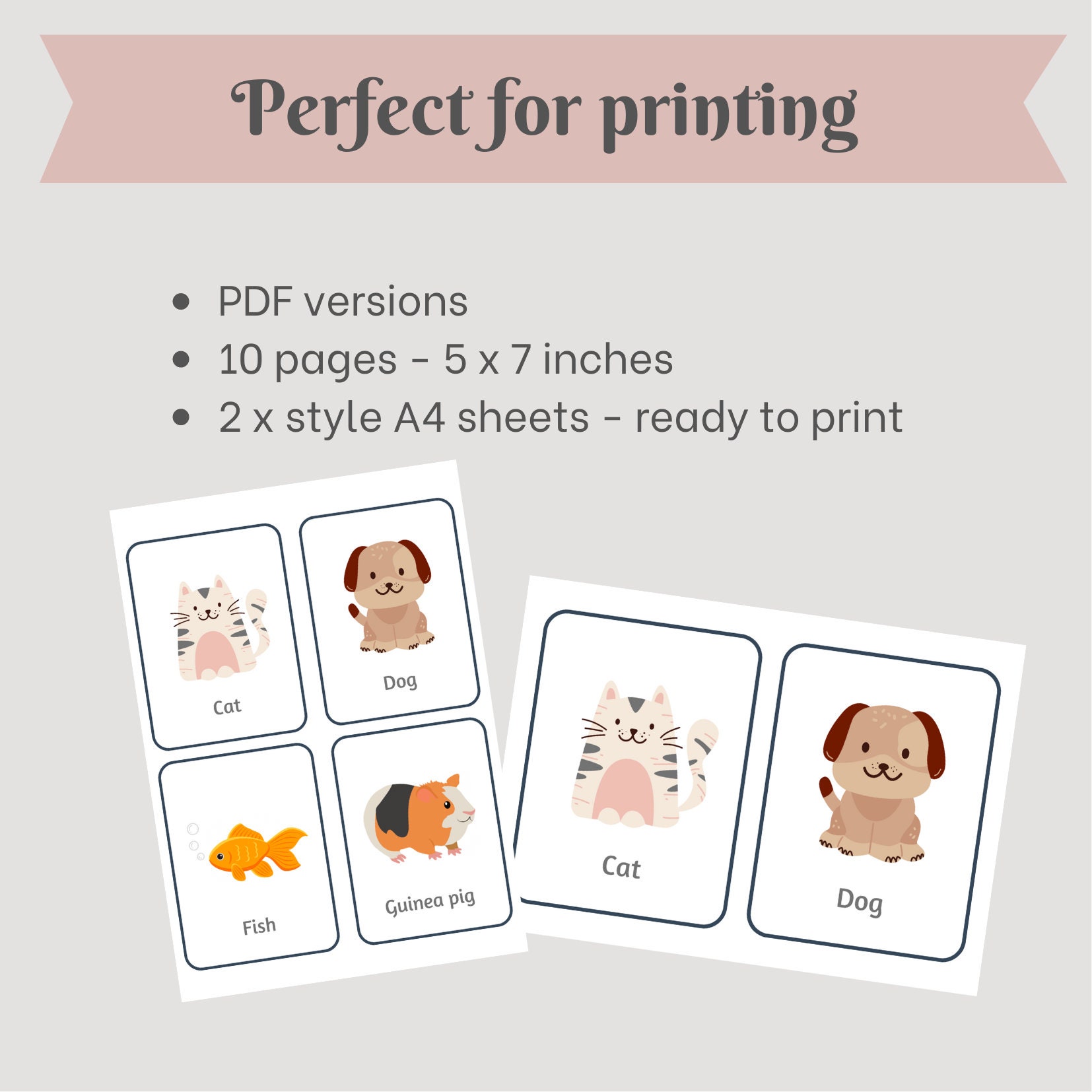 Pets Flash Cards - Digital Download (printable) - Etsy