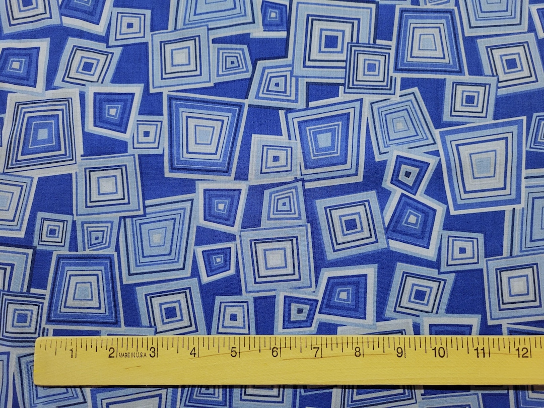 Geometric Squares Print 100% Cotton Fabric - by the Yard - Etsy