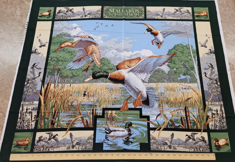 Mallards in the Marsh Wallhanging PANEL 100% Cotton Fabric - Etsy