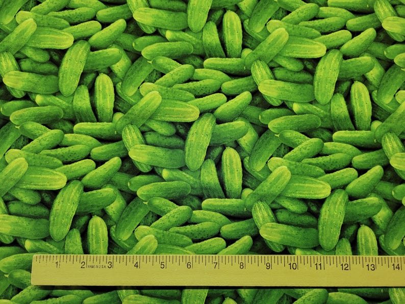 Food Festival Cucumbers Allover Print 100% Cotton Fabric - by the Yard ...