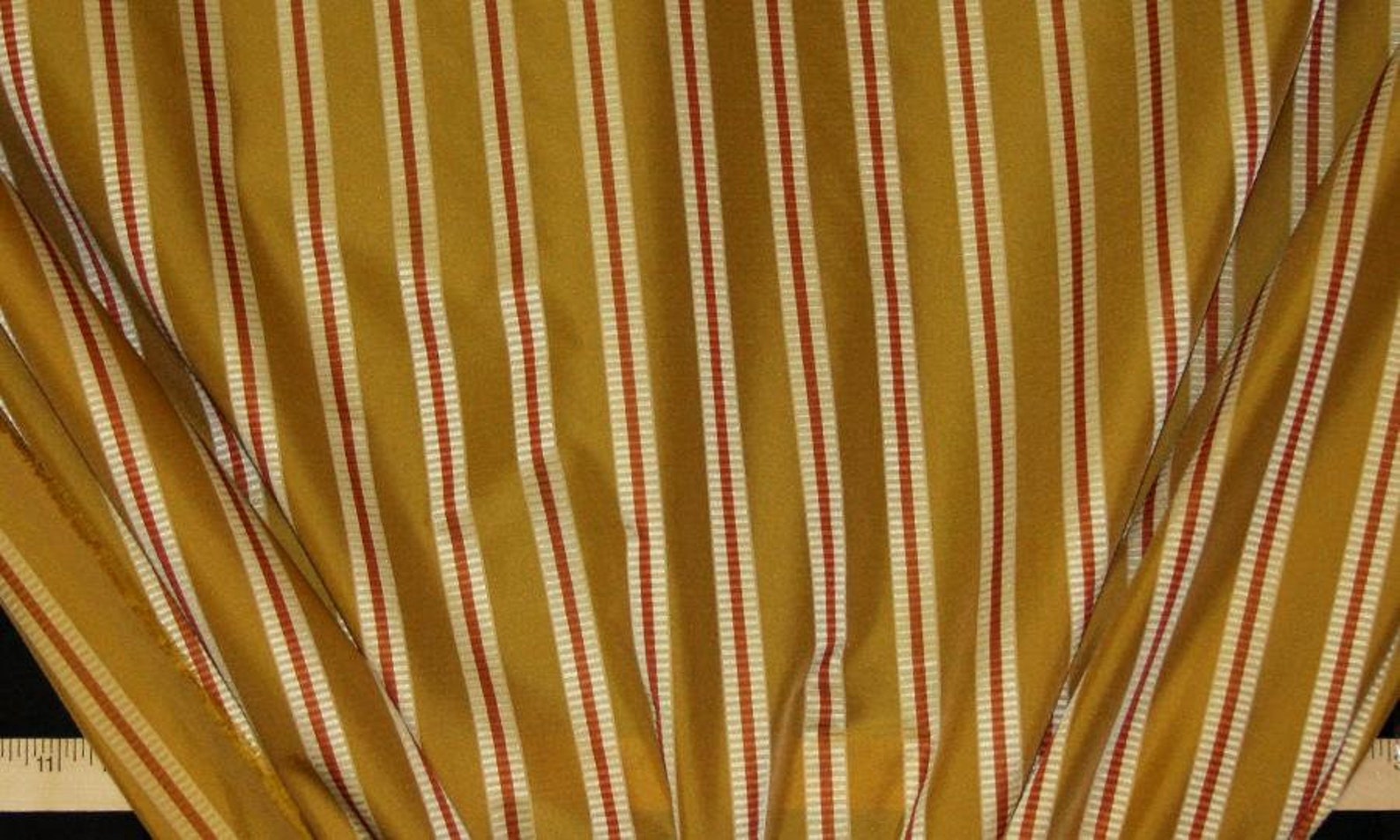 Gold, Cream & Rust Faux Silk Stripe Drapery Fabric - by the Yard - Etsy