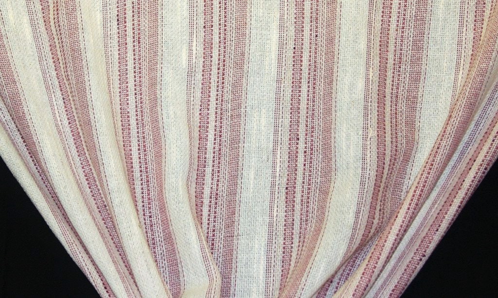 Discount Fabric OPEN WEAVE DRAPERY Cream & Raspberry Stripe - Etsy UK