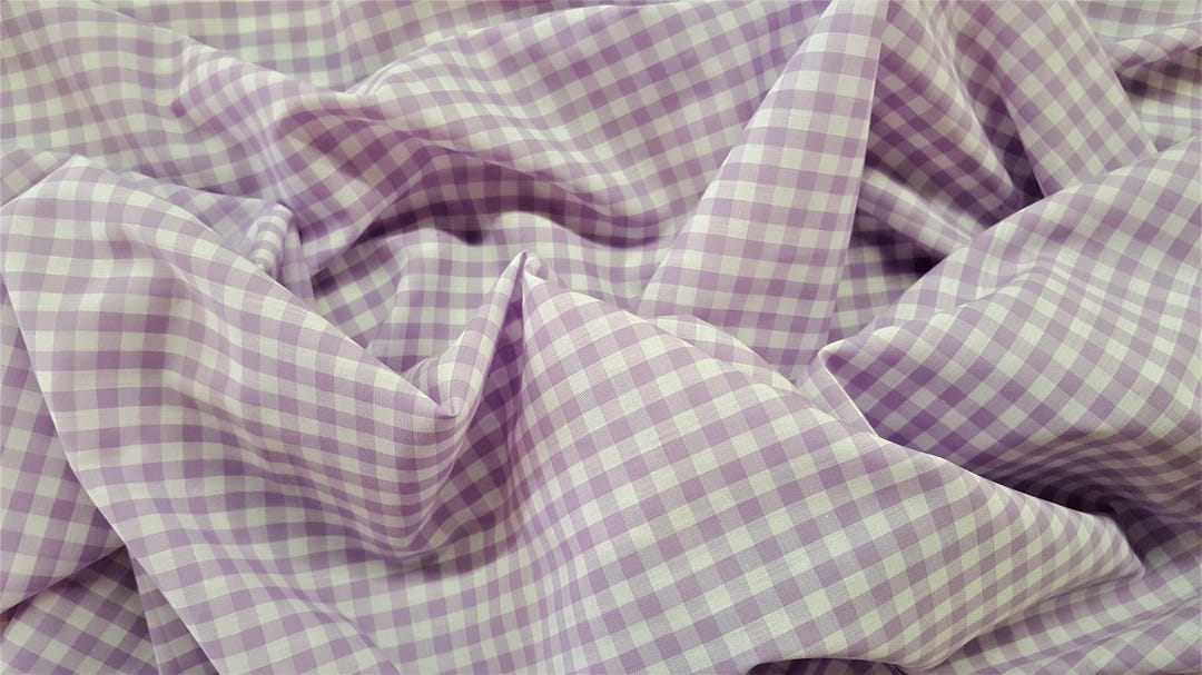 1/4" Lilac 59"/60" Gingham Check Poly/cotton Fabric - by the Yard or 7/ ...