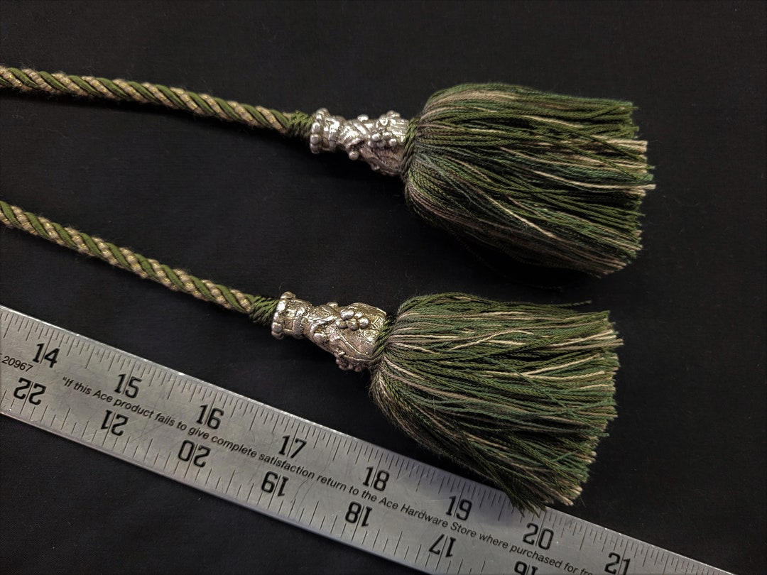 Chair Tieback, 4" Double Tassel, Fancy Head in Green & Taupe - Etsy