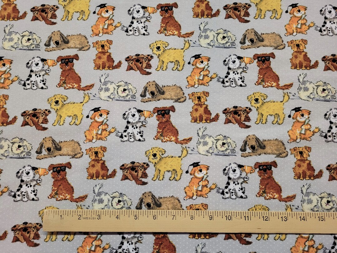 Doggies Double Napped Flannel - 2/3 Yard Piece - Etsy