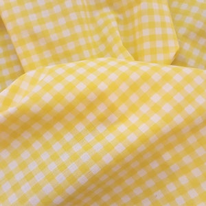 1/4 Yellow 44/45 Gingham Check Poly/cotton Fabric by the Yard or 2 ...
