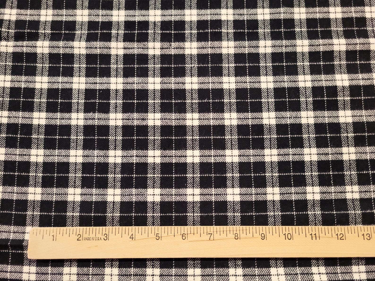 Black & Cream Plaid Double Napped Flannel - by the Yard - Etsy