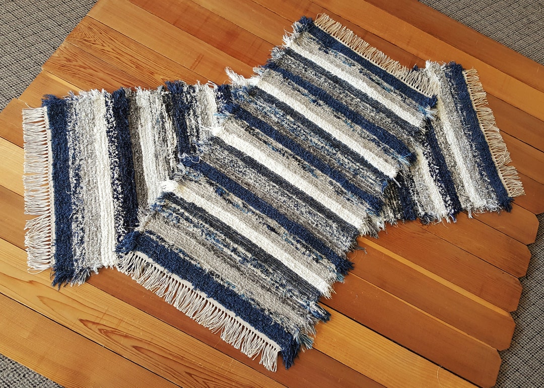 24" X 61" and 24" X 44" Navy, Gray & White - Set of 2 - U. S. Hand ...