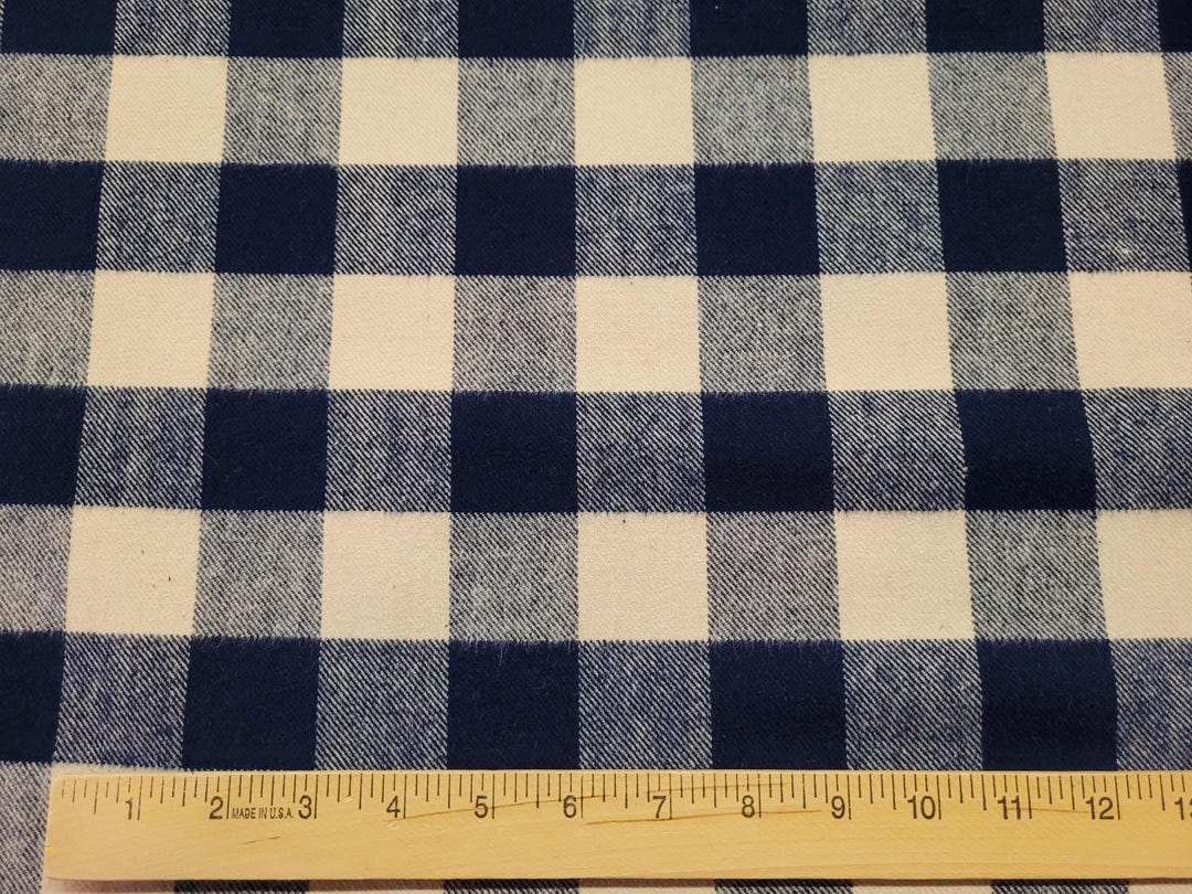 Navy & Cream Buffalo Plaid Check Double Napped Flannel - by the Yard - Etsy