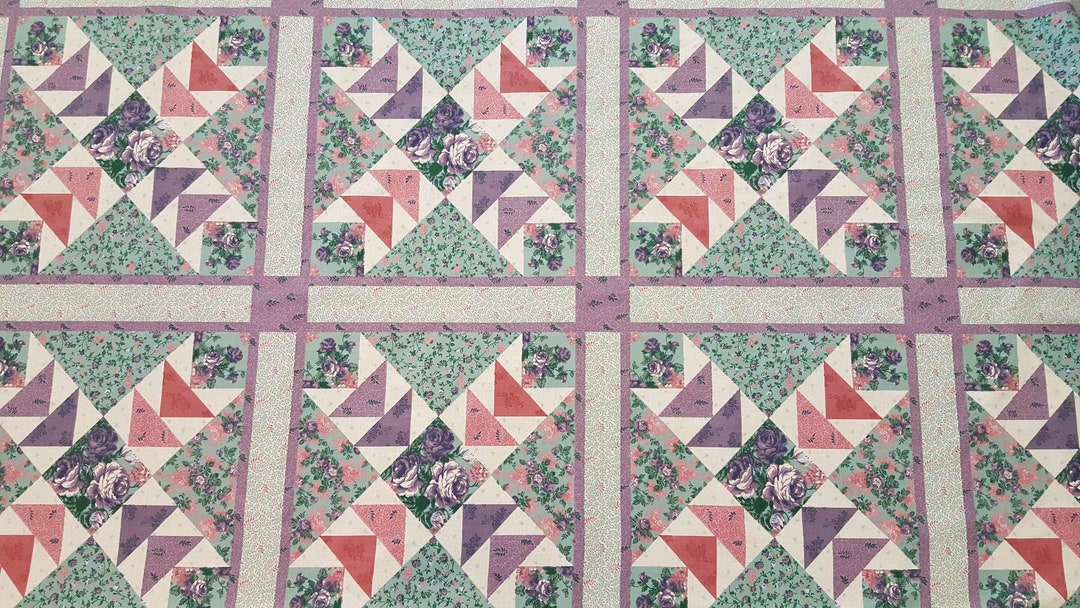 90" Rose Lilac Cheater's Quilt Fabric - by the Increment - Increment is ...
