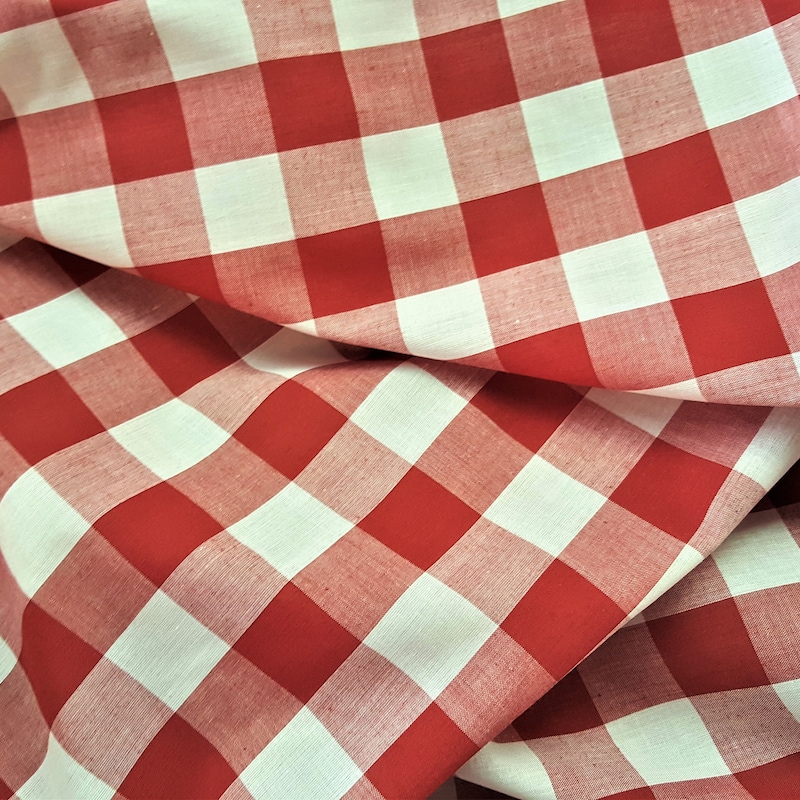 Red Gingham Fabric - Etsy