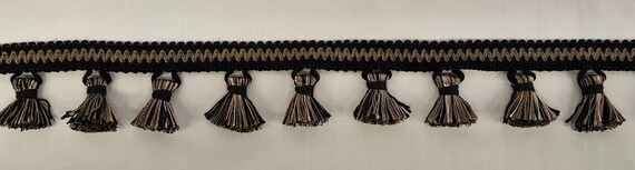 2 1/8 Black & Taupe Decorative Small Tassel Fringe 5 | Etsy