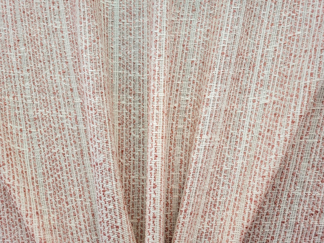 Vintage Open Weave Drapery Dusty Rose & Ivory Stripe Fabric - by the ...