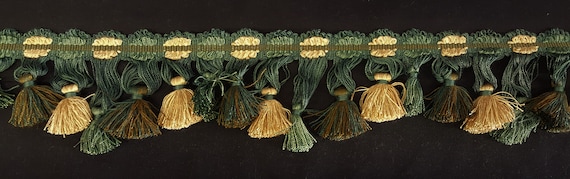 3 1/2 Forest Green Gold & Dark Gold Loop Tassel Fringe | Etsy