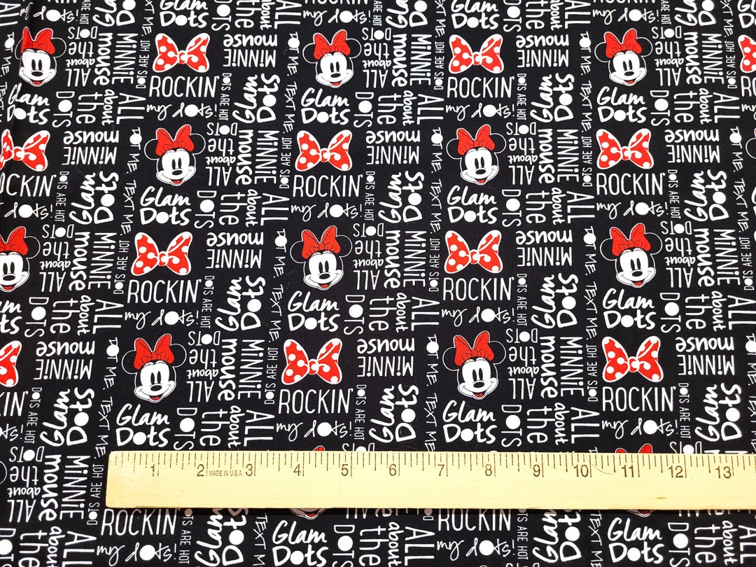 Minnie Mouse All About the Dots Print 100% Cotton Fabric - by the Yard ...